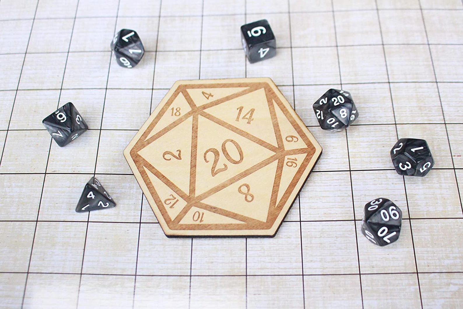 Gaming Coasters, D20, Fantasy Décor, Game Master Decorative Wood ...
