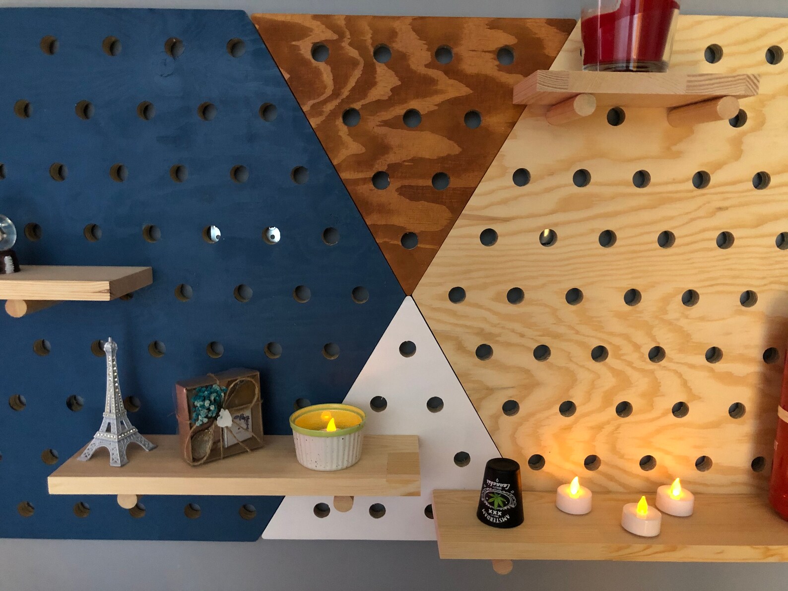 Modern Wood Hexagon Pegboard Peg Board Wall Decor Wooden | Etsy