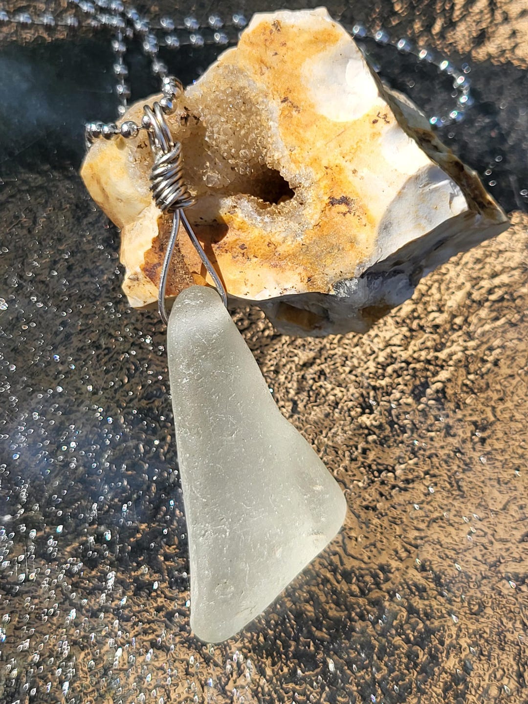 Lake Erie Beach Glass Pendant Unique Gift Sea Glass Tumbled Paired With ...