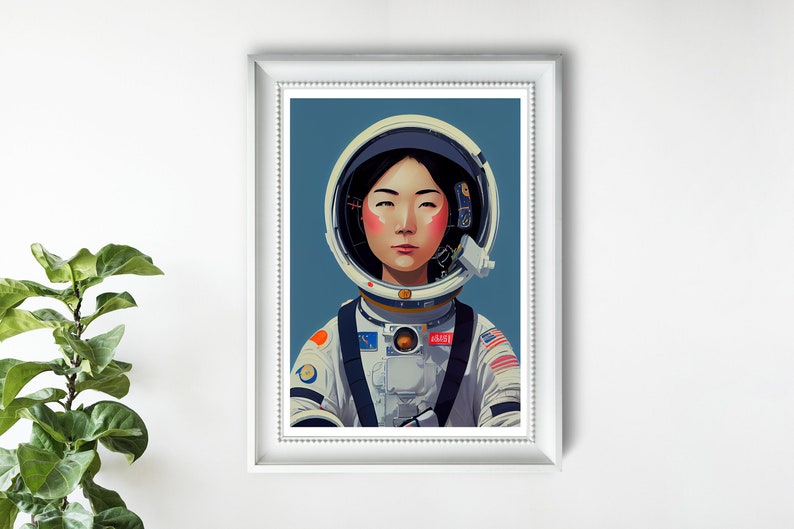 Astronaut Girl Wall Art Poster Female Space Explorer Art Print Free UK ...