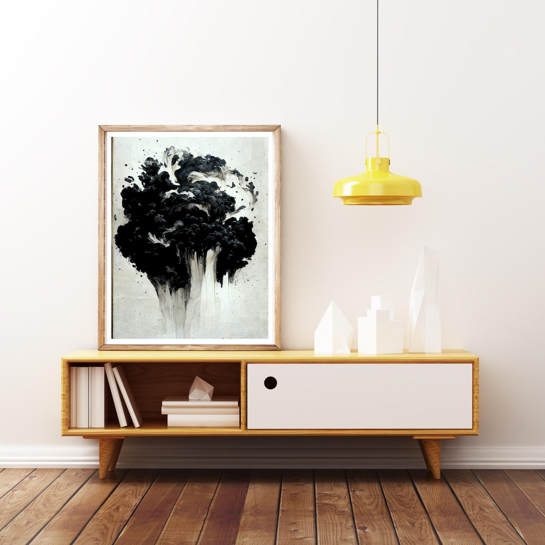 Black and White Exploding Ink Art Print - Vivid Abstract / Smoke Poster ...