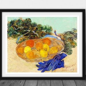 Bodegón de naranjas y limones con guantes azules 1889 Poster | Etsy