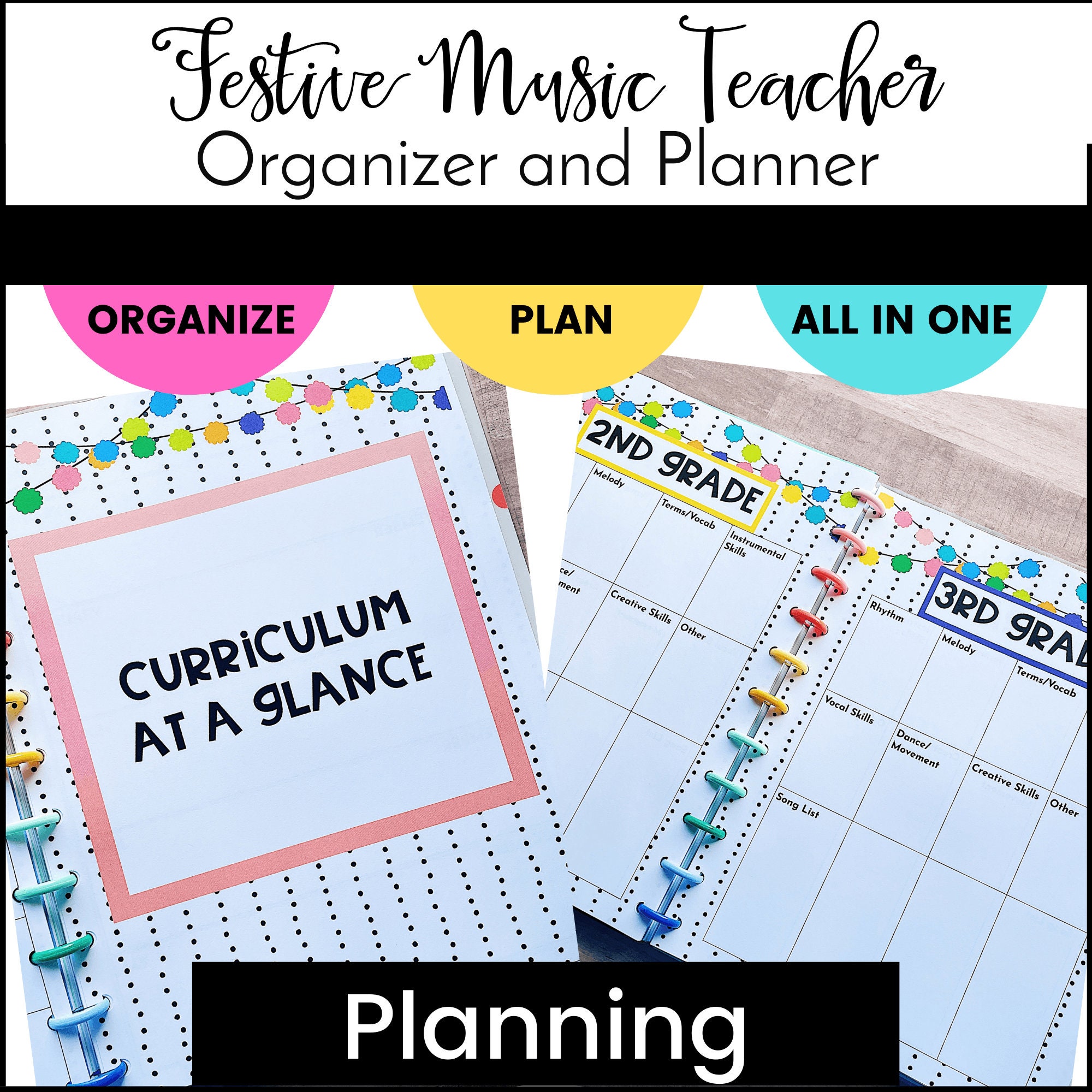 Festive Music Teacher Organizer and Planner - Etsy