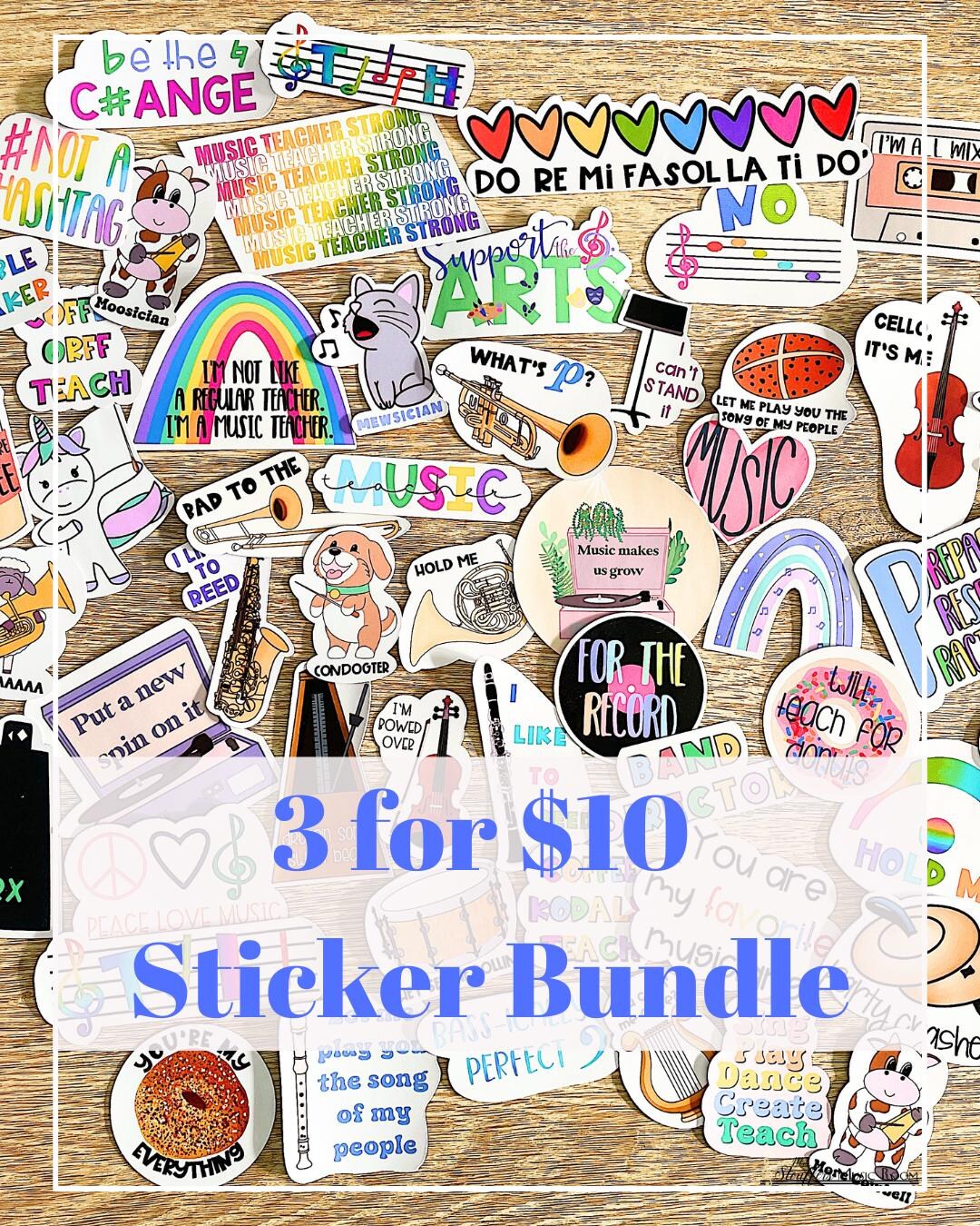 3 for 10 Dollars Sticker Bundle | Music Teacher Sticker, Music Sticker ...