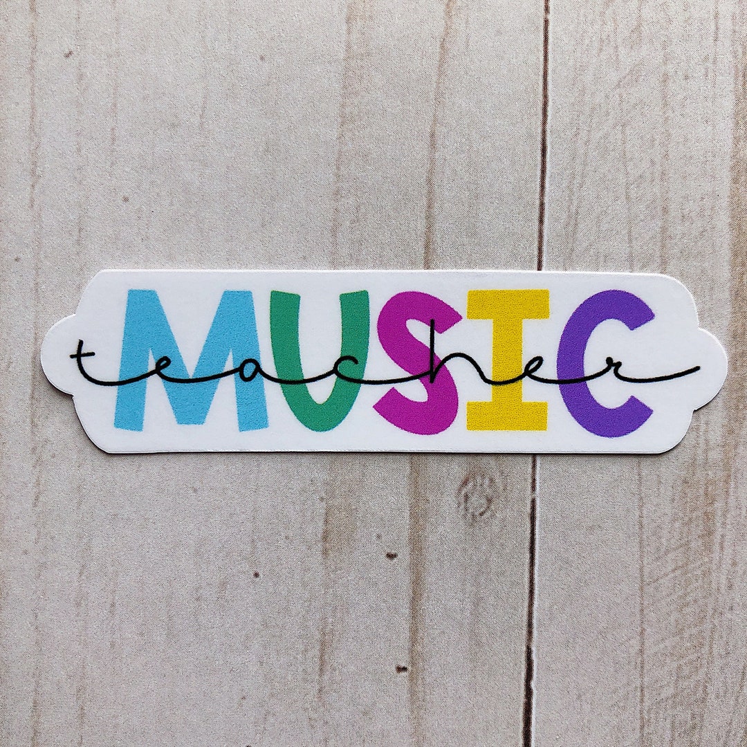 Music Teacher Rainbow Sticker, Sticker for Music Teacher, Music Teacher ...