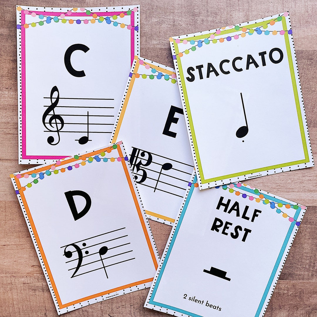 Festive Note Name & Music Symbols Posters Music Classroom Decor - Etsy