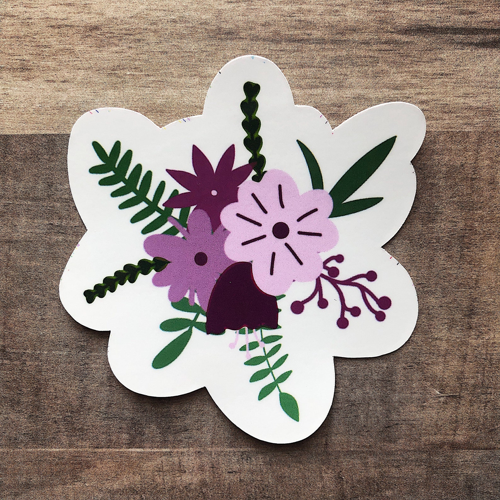 Boho Purple Flower Sticker Plants Flowers Boho Sticker | Etsy