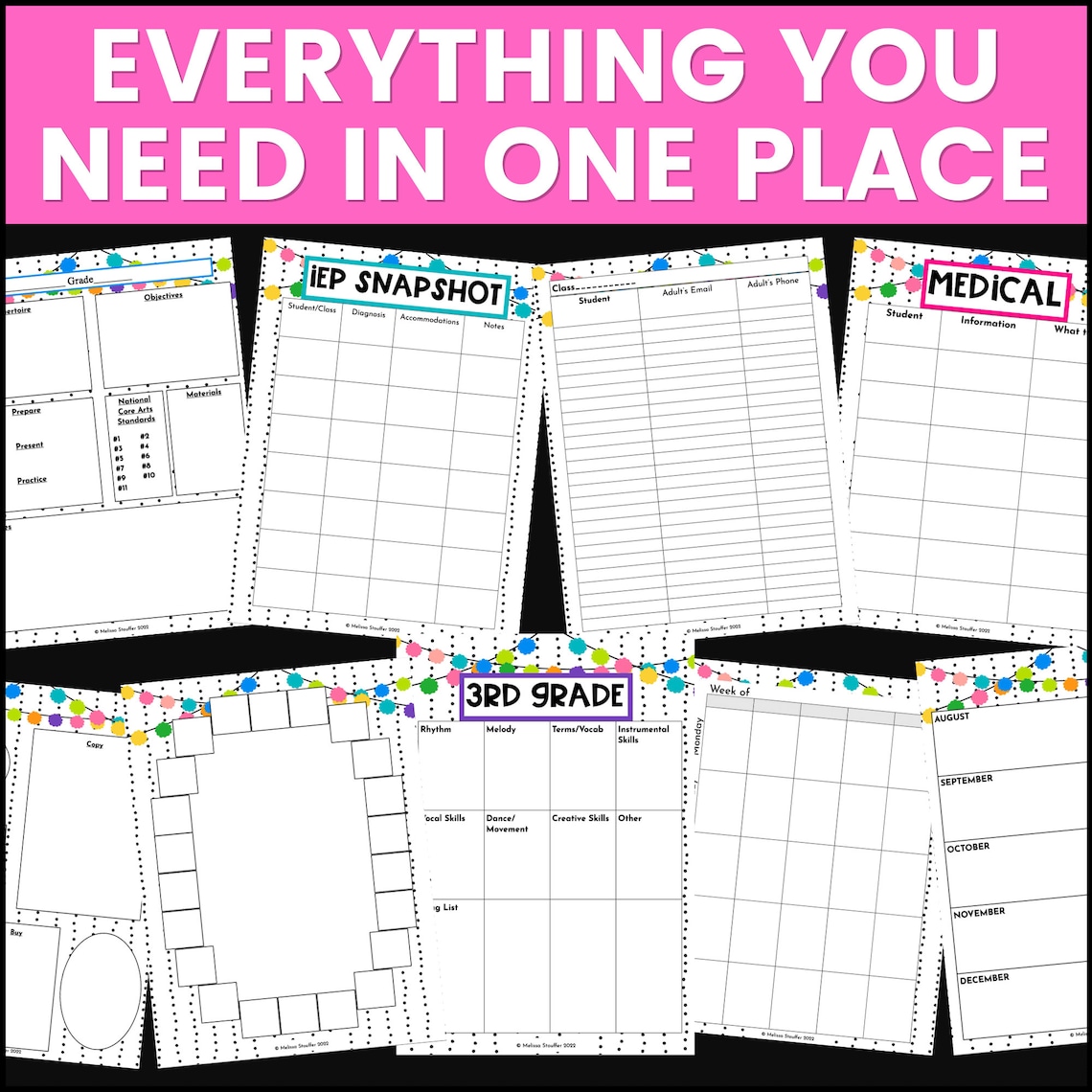 Festive Music Teacher Organizer and Planner - Etsy