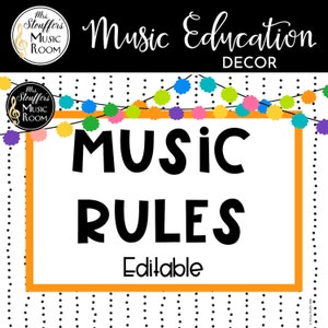 Festive Music Rules Music Classroom Decor Editable - Etsy