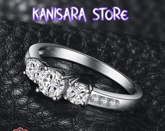 Anniversary 3 Stone Cz Ring - Etsy