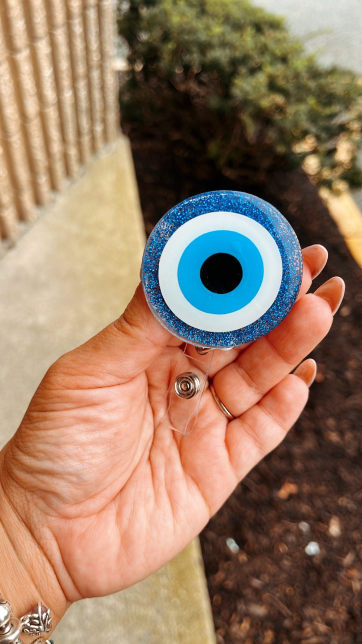 Evil Eye Badge Reel Mal De Ojo Blue Evil Eye Protection - Etsy
