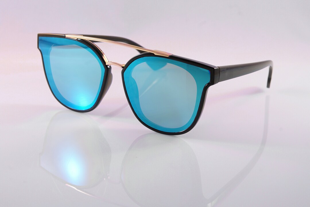 Over Size Square Horn Rimmed Gradient Mirror Lens Cat-eye Aviator ...