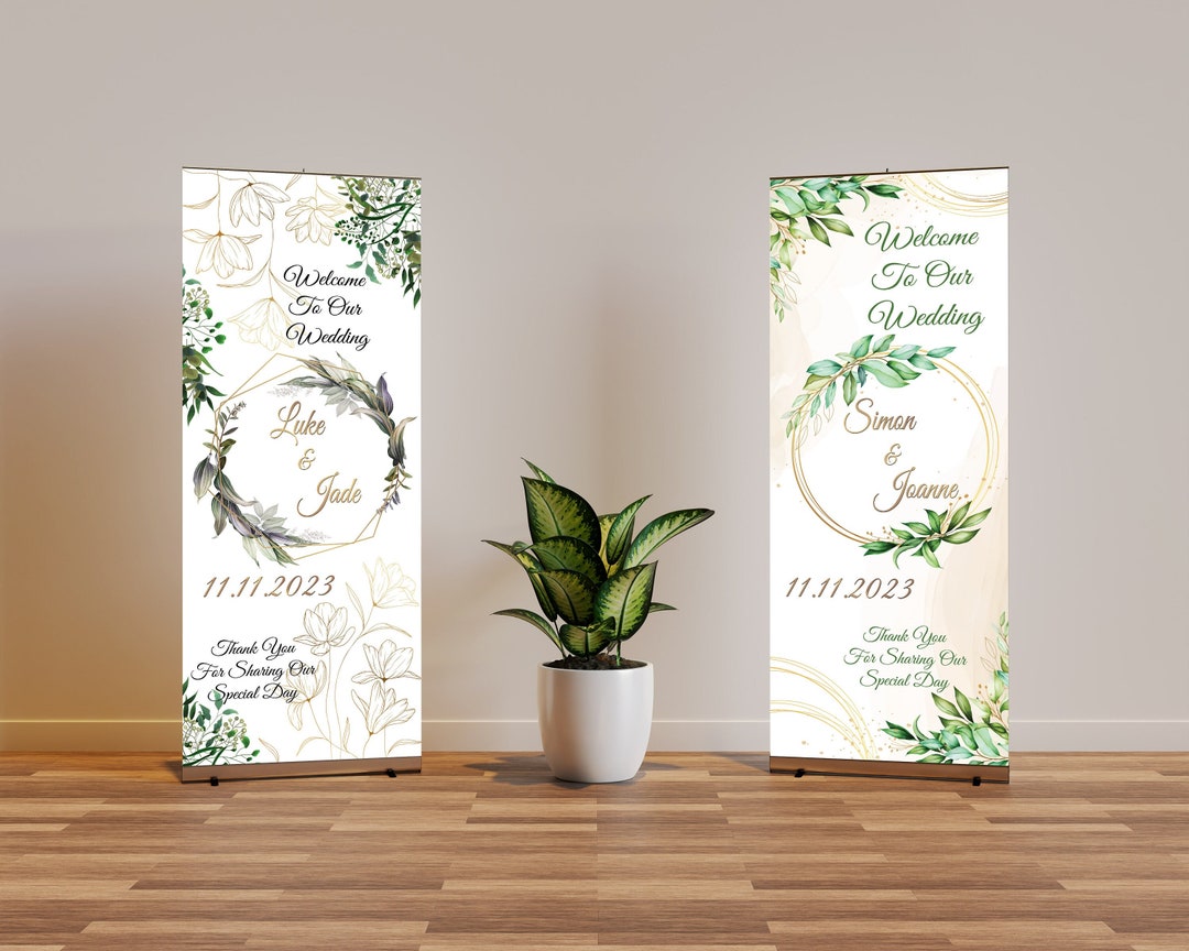 Wedding Banner, Floral Wedding Pull up Banner, Welcome Roller Banner ...