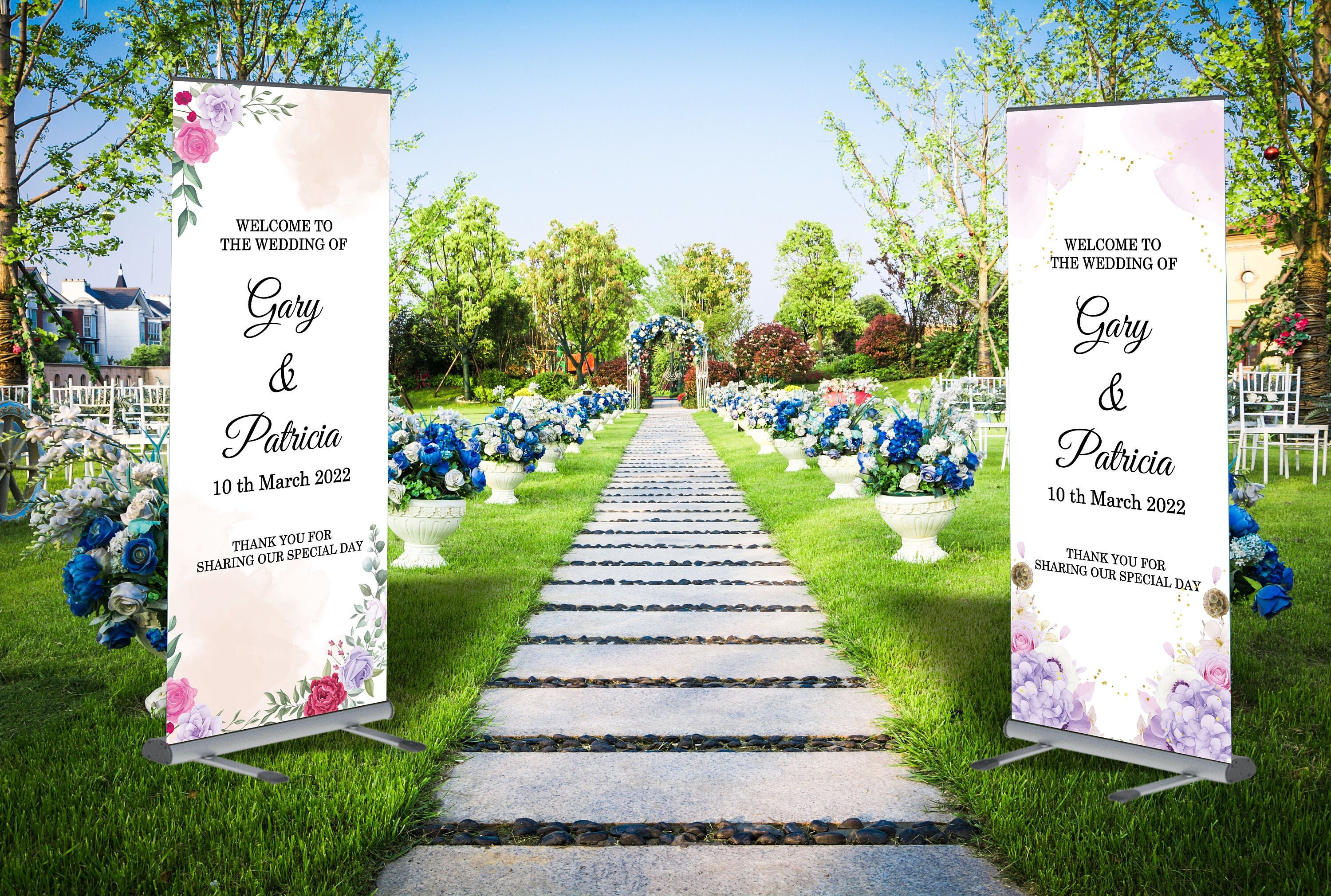 Wedding Banner, Floral Wedding Pull up Banner, Welcome Roller Banner ...
