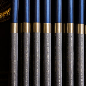 Blue Gold Striped Curtains,luxury Damask Curtains,patterned Curtains ...