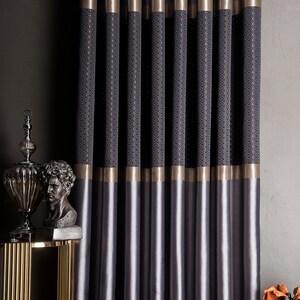 Gray Gold Curtains Panel,luxury Bedroom Livingroom Striped Patterned ...