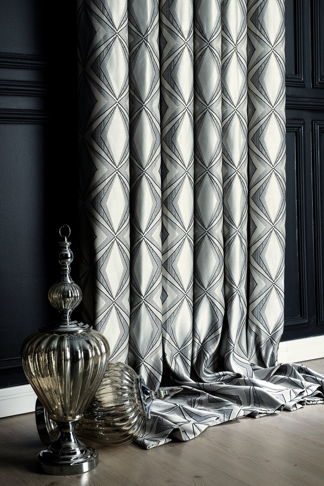 Geometric Patterned Curtain Panel, Custom Size Drape - Etsy
