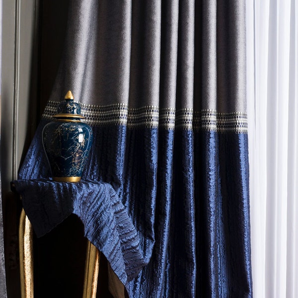 Navy Curtains - Etsy