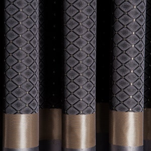 Gray Gold Curtains Panel,luxury Bedroom Livingroom Striped Patterned ...