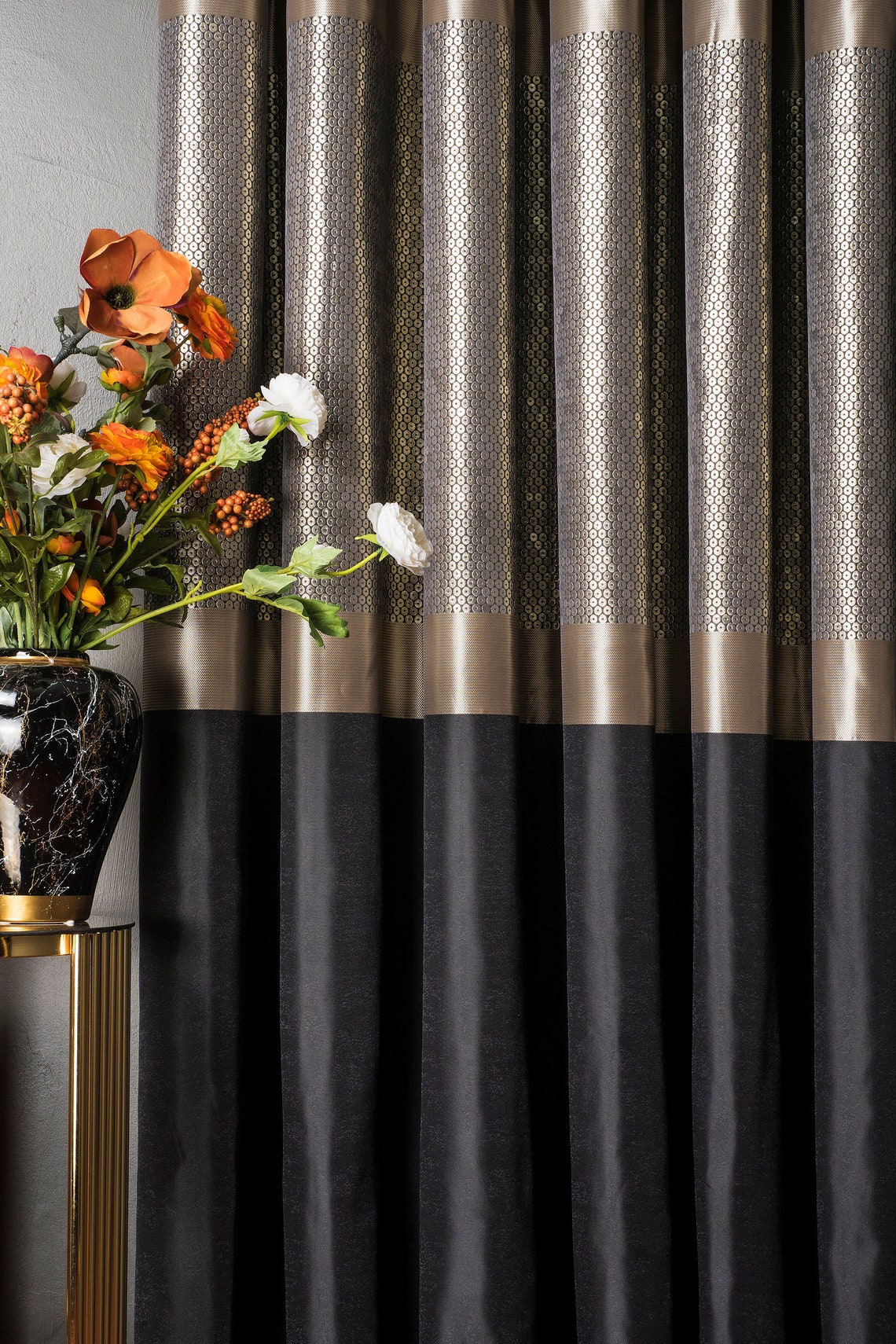 Curtains Panel Patterned Striped Fabric Bedroom Living Room - Etsy