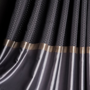 Gray Gold Curtains Panel,luxury Bedroom Livingroom Striped Patterned ...