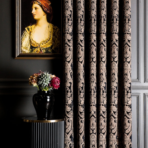 Damask Curtains - Etsy