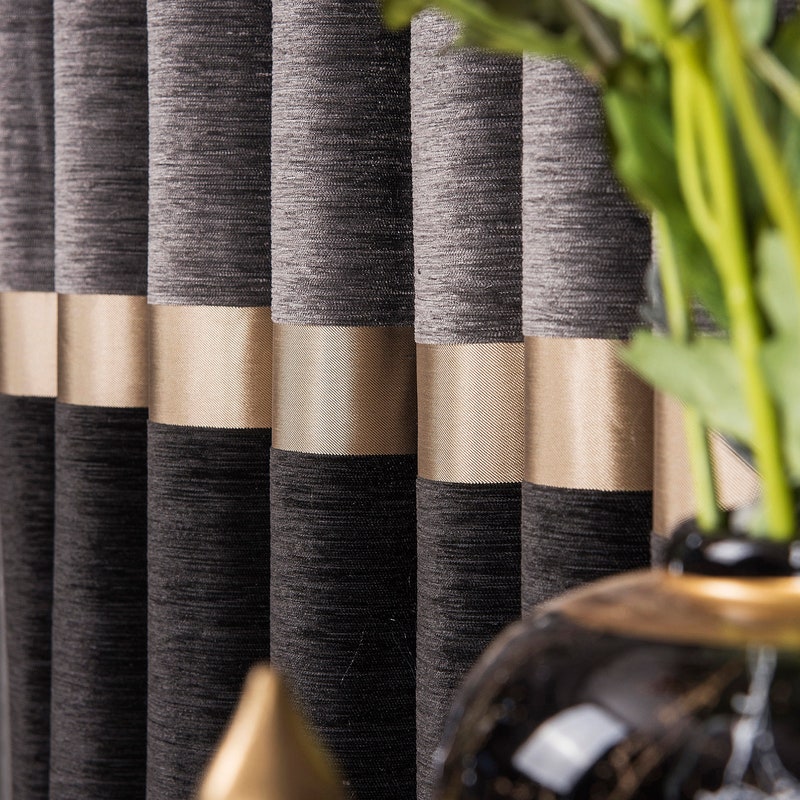 Gold Black Gray Curtains - Etsy