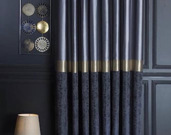 Gray Gold Curtains | Etsy