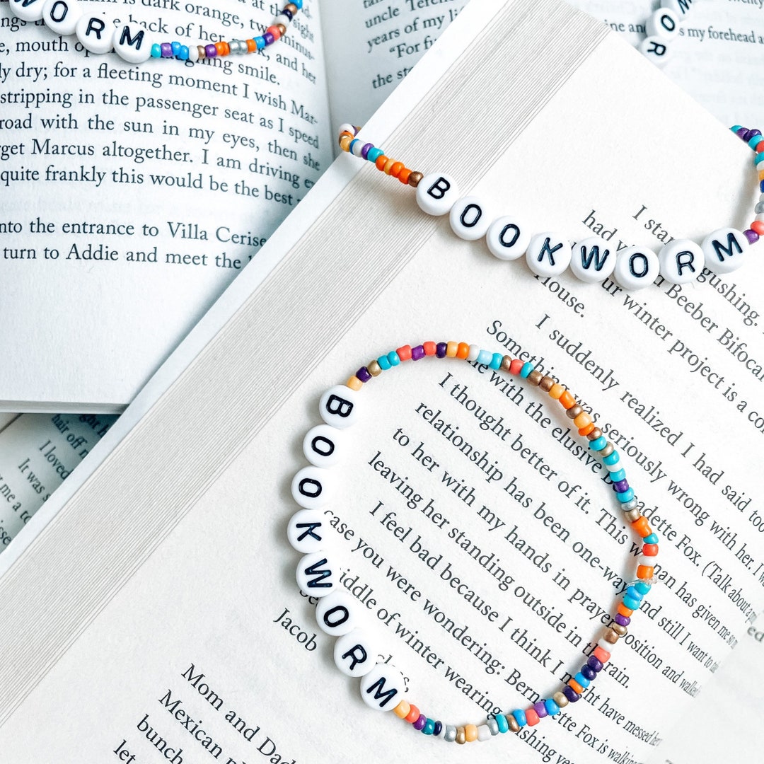 Bookworm Bracelet Beaded Bracelets Book Lovers Bracelet Bookish Gifts ...