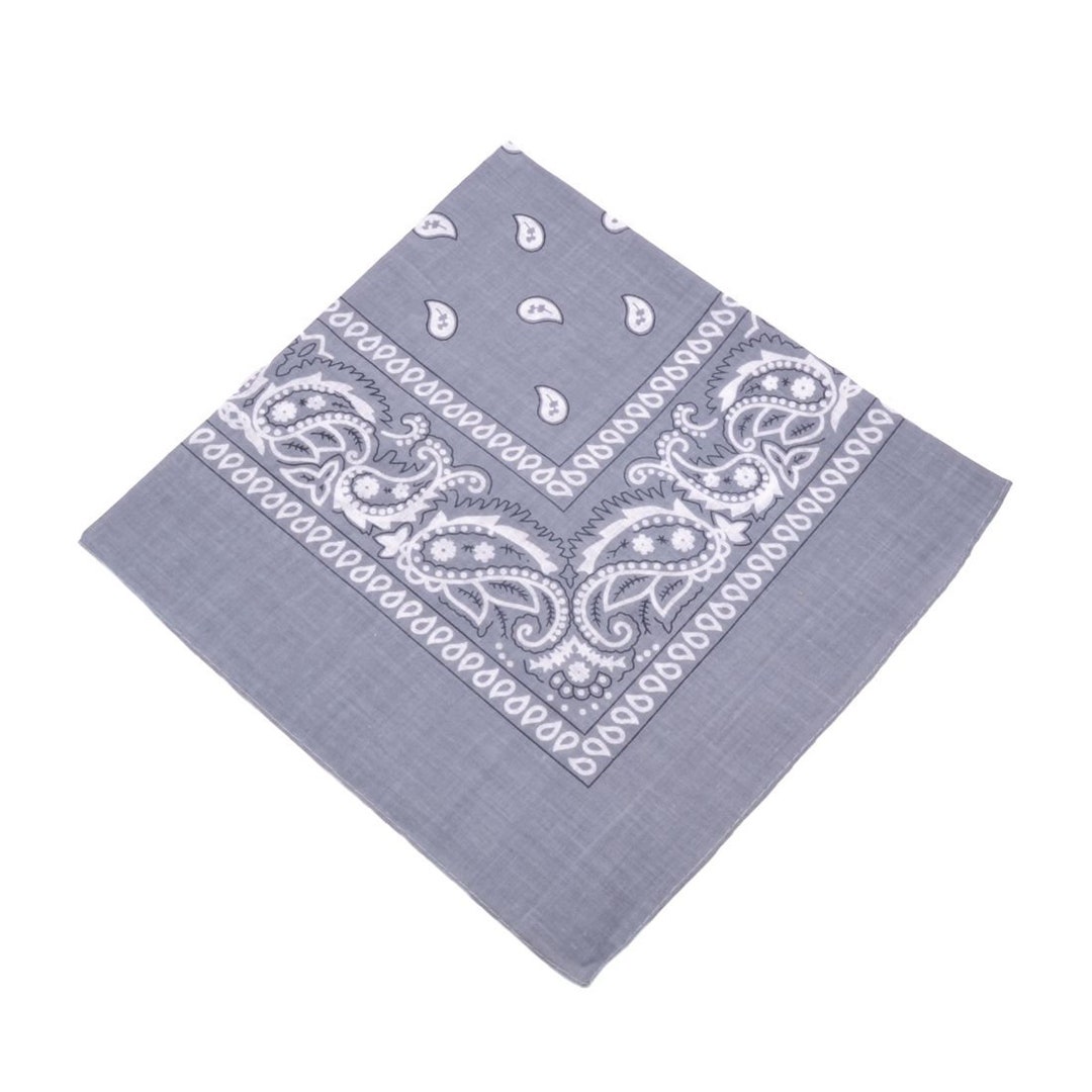 Grey Cotton Paisley Bandana - Etsy