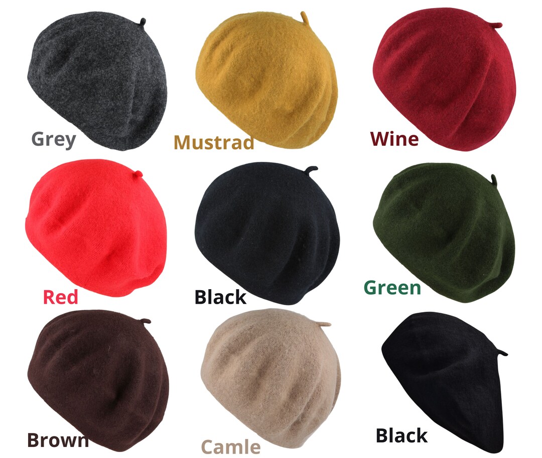 Women Wool Beret Hat, Wool 1950's 1960's Vintage Style Beret Pure Wool ...