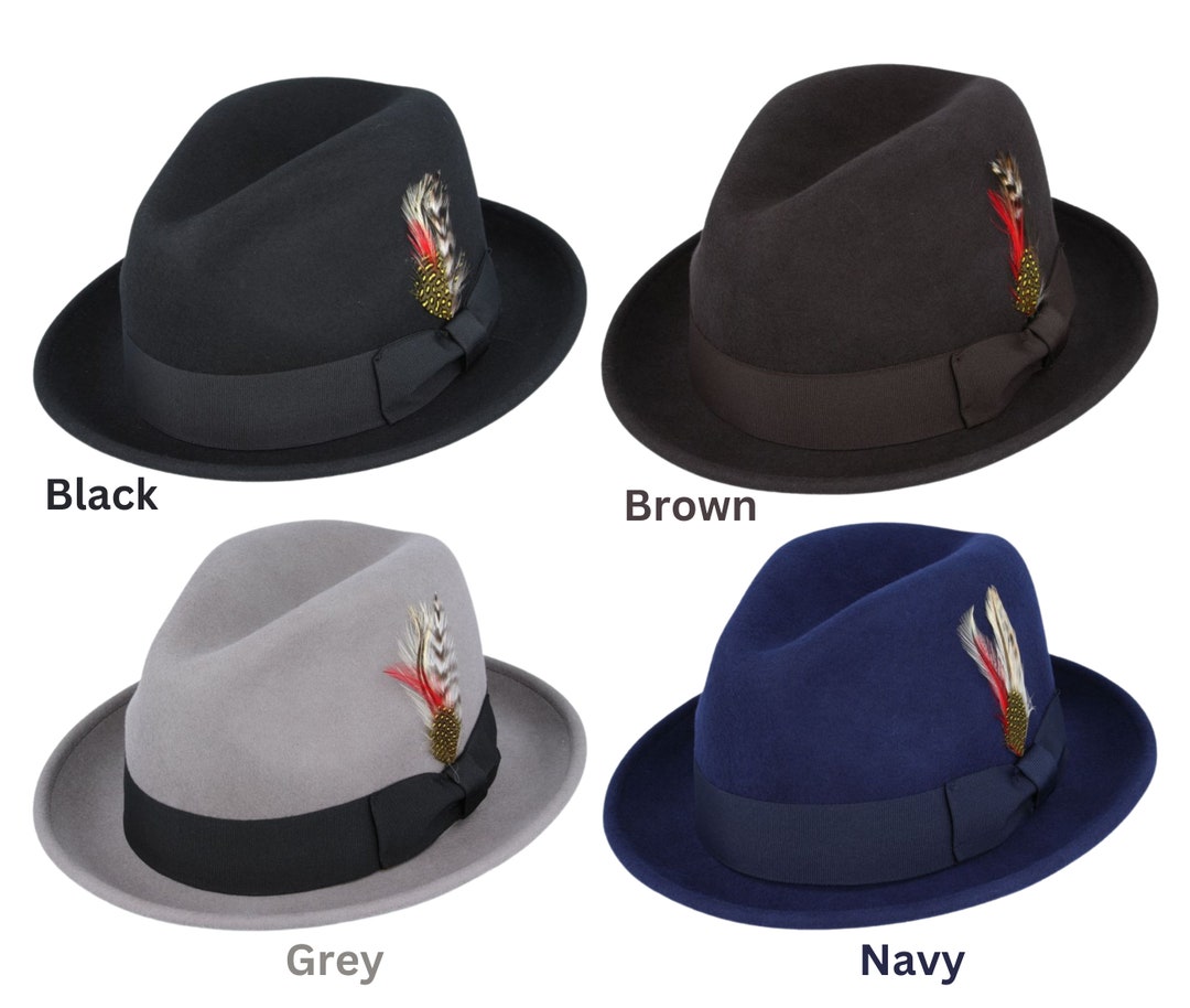 Wool Trilby Hat, Crushable C-crown Trilby Hat, Wool Felt Fedora Hat ...