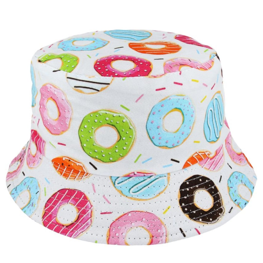 Satisfy Your Sweet Tooth With the Donut Print Bucket Hat White: a ...