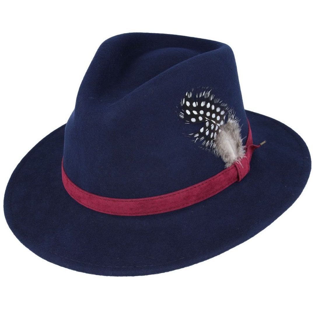 Crushable Wool Felt Fedora Hat With Feather Pin: Elevated Style, Adding ...