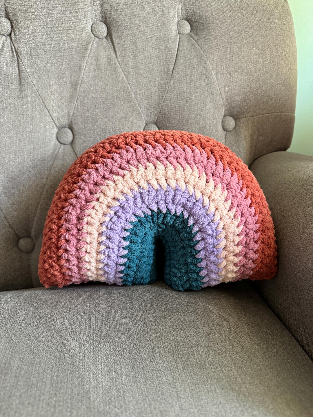 Crochet Rainbow Pillow - Summer Sunset Cushion Stuffy Stuffie Toy - Etsy