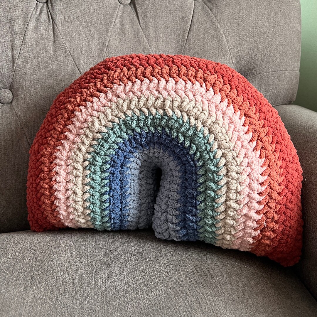 Crochet Rainbow Pillow - Muted Prism Cushion Stuffy Stuffie Toy - Etsy