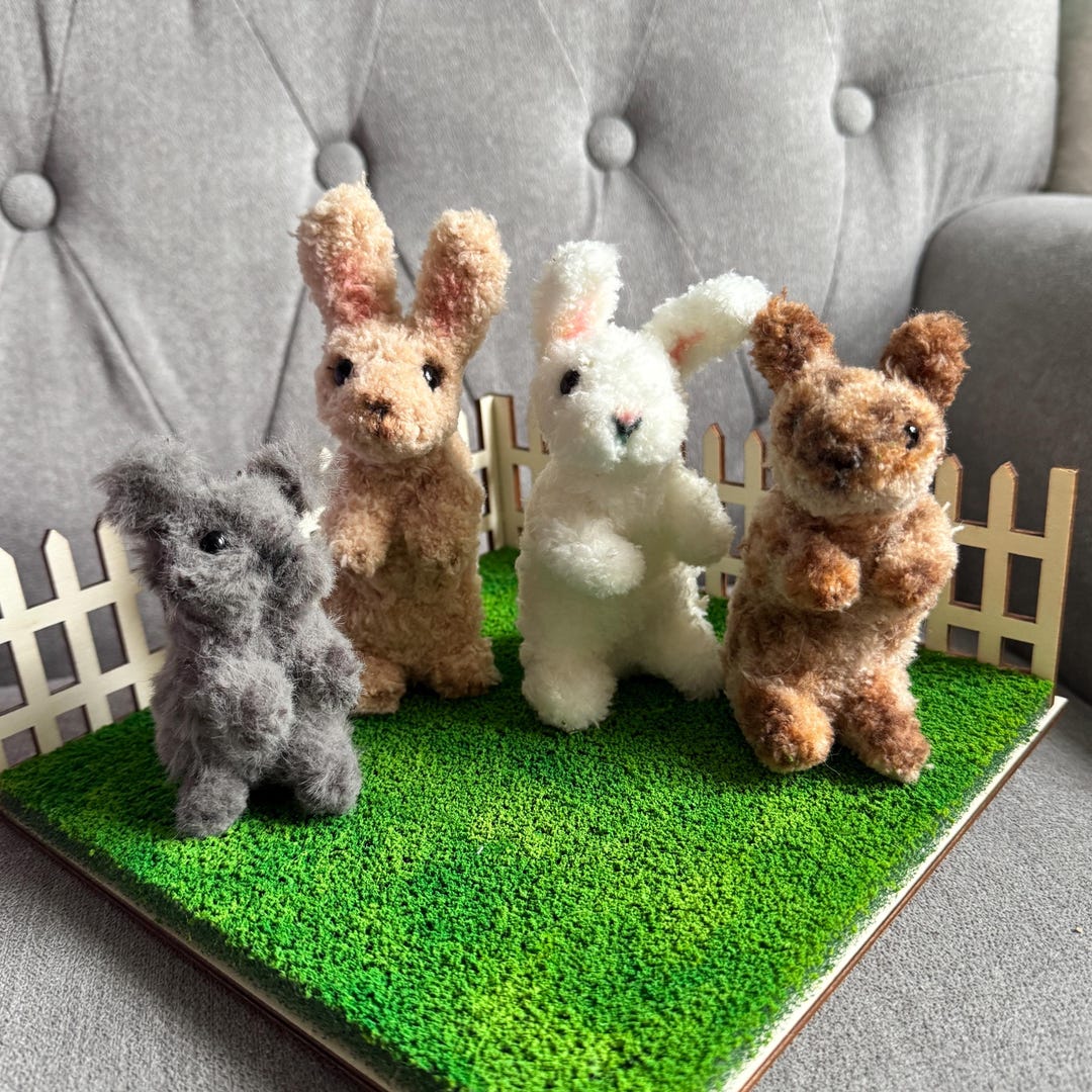 Miniature Bunny Rabbit Posable Figurine | Angora, Fuzzy, Rex - Etsy