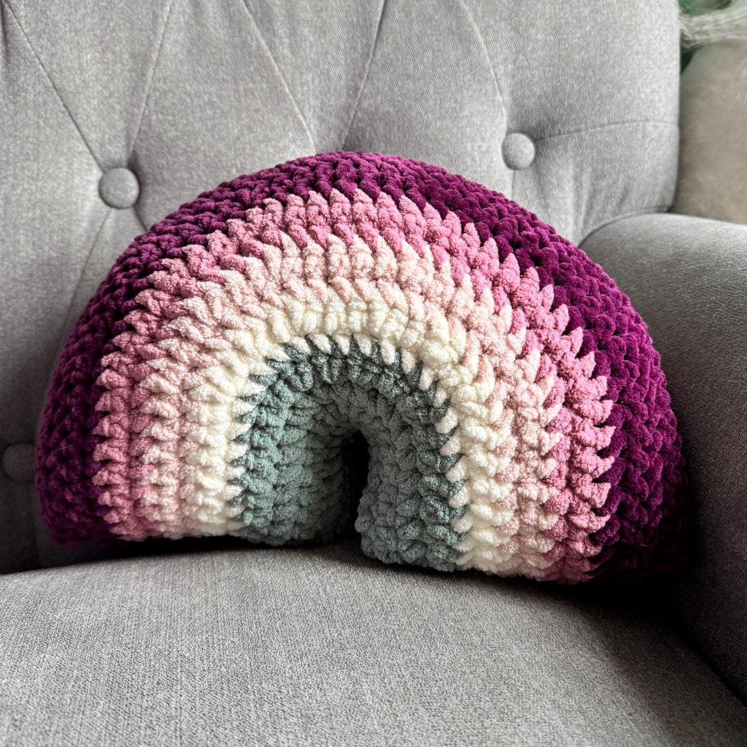 Crochet Rainbow Pillow - Sugar Plum Forest Cushion Stuffy Stuffie Toy ...