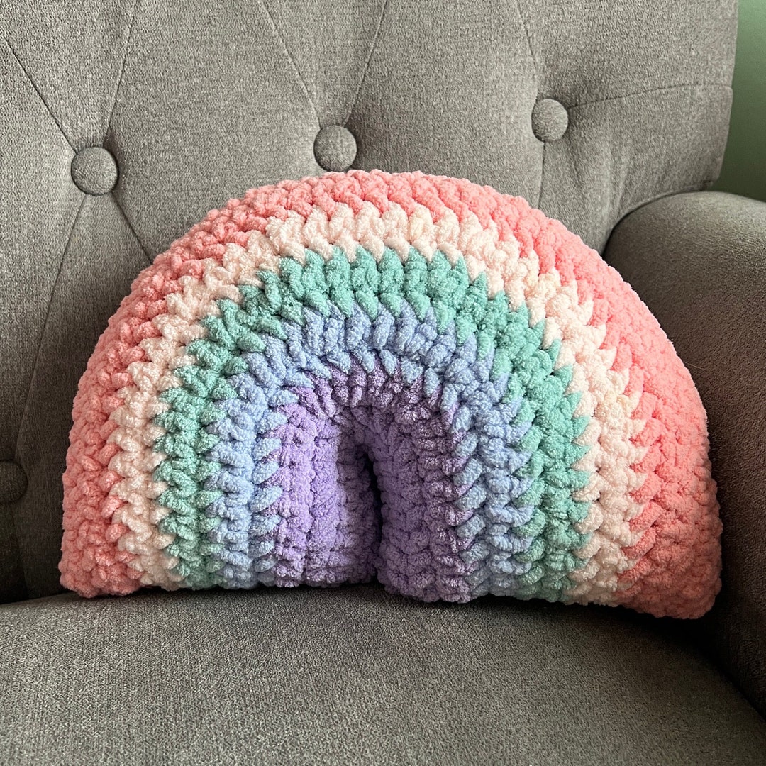 Crochet Rainbow Pillow Pastel Forest Cushion Stuffy Stuffie Toy - Etsy
