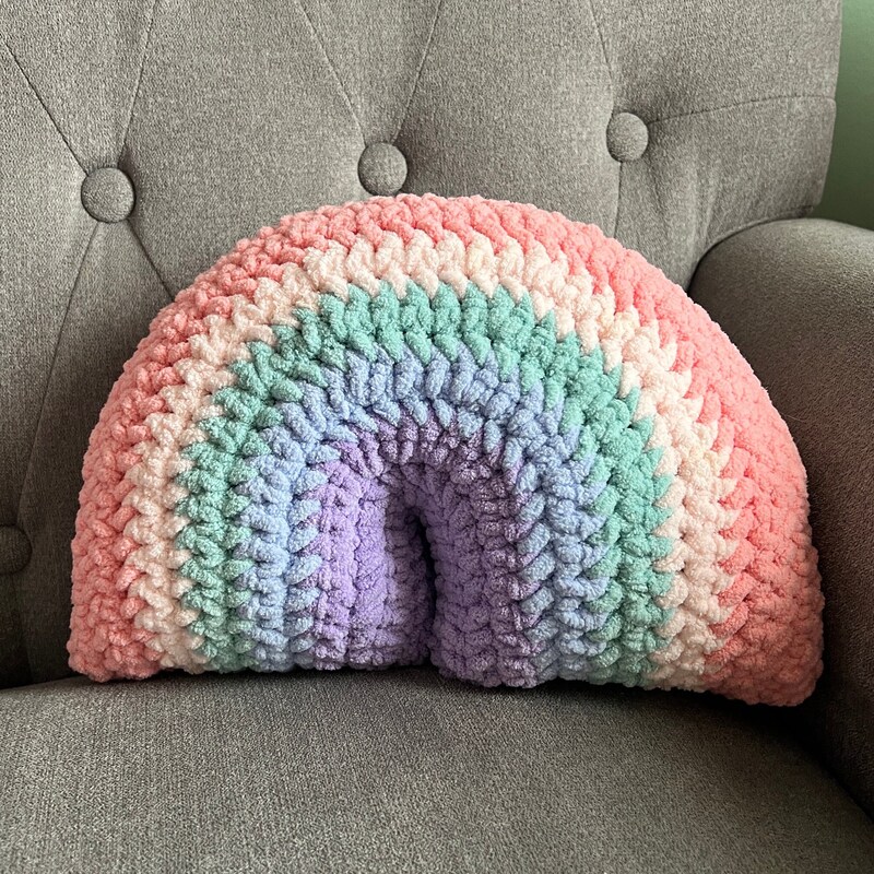 Crochet Rainbow Pillow - Etsy