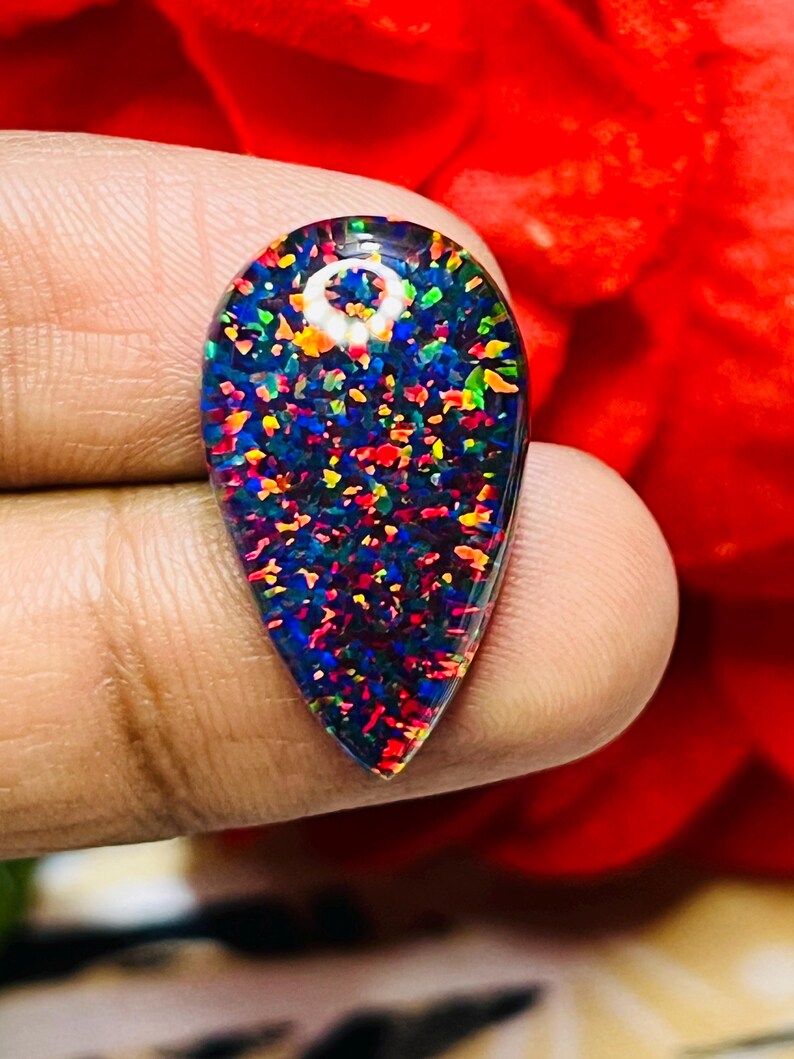 Pear Cut Aurora Opal Cabochon Gemstone, Size - 25X15X6 Mm, Fire Opal ...