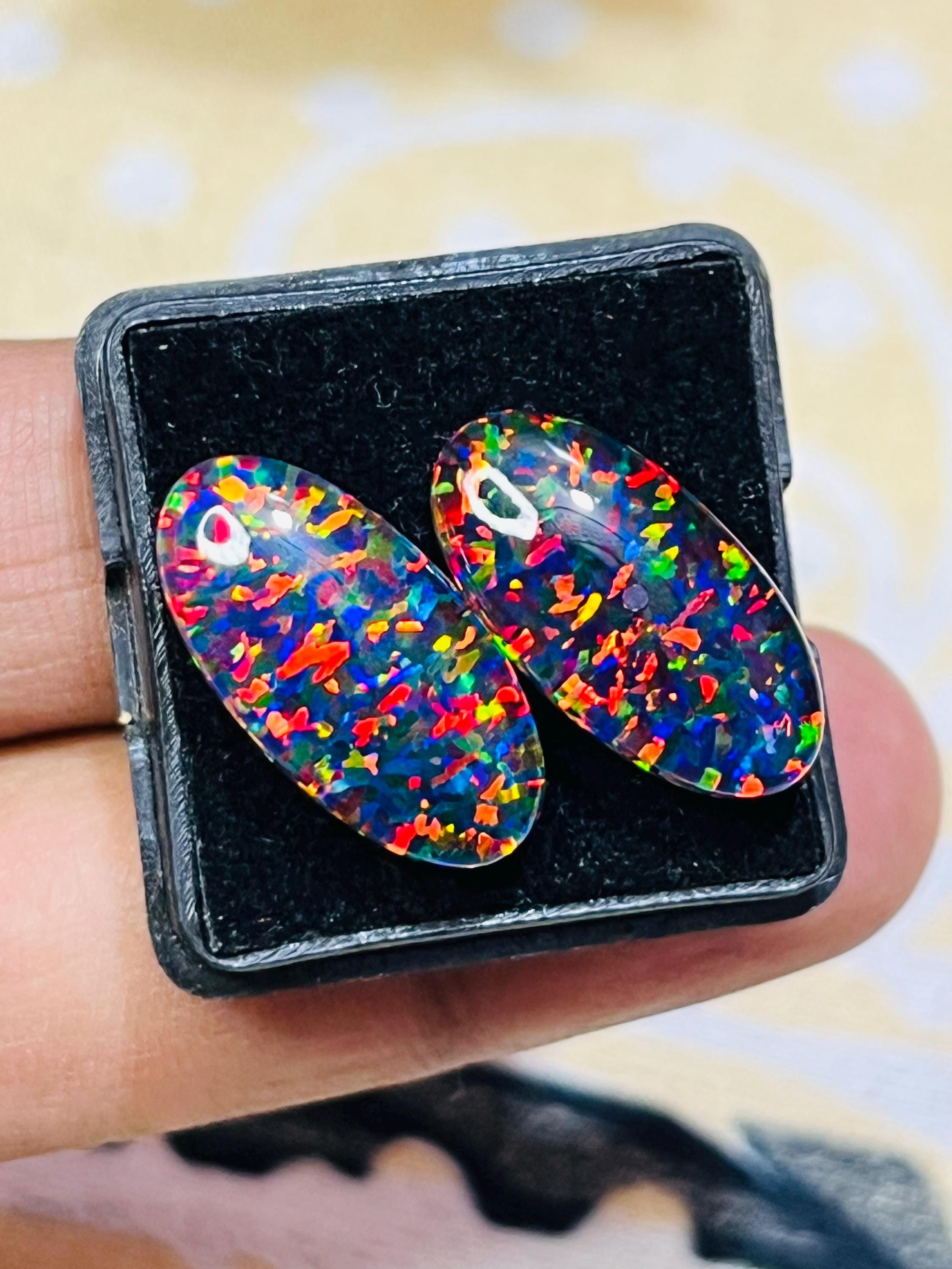 RARE Fire Aurora Opal Oval Shape Cabochon Pair | Gemtone Pair | Pair ...