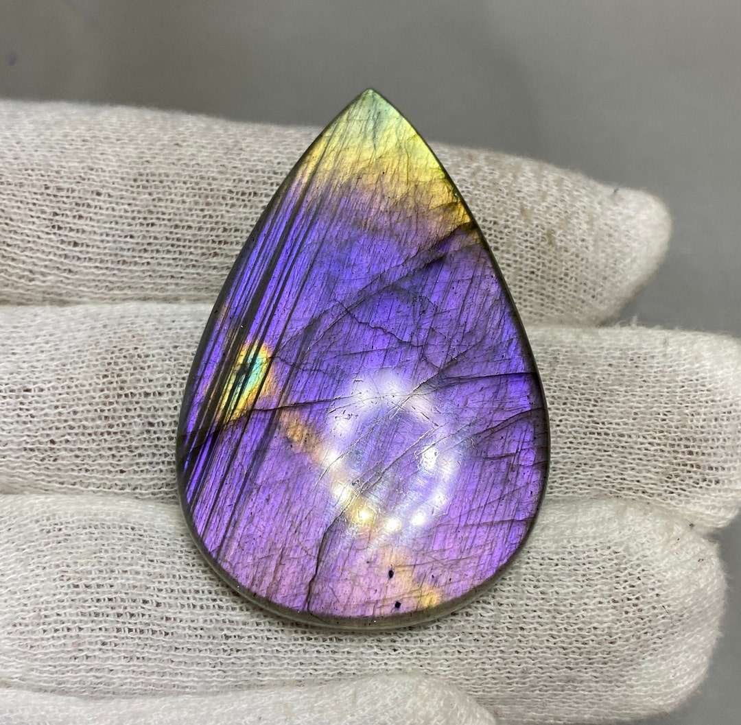 Rare Purple Flash Labradorite Cabochon, Pear Shape (52X34X7 MM) - Etsy