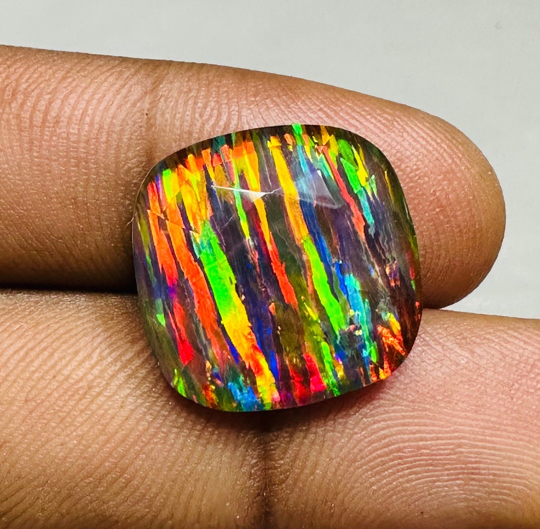 Beautiful Gilson Black Aurora Opal Gemstone Opal Fire Rose Cut Aurora ...