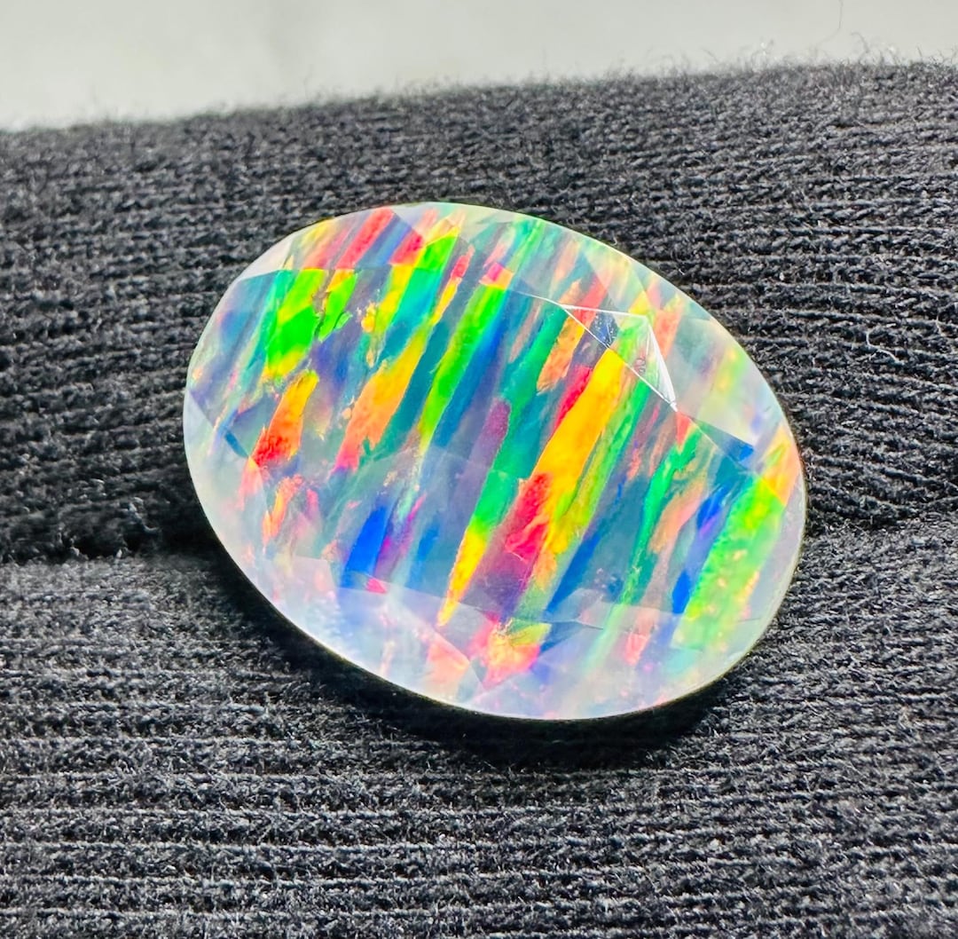 Emerald Cut Gilson Aurora Opal Cabochon Loose Gemstone Opal Doublet ...