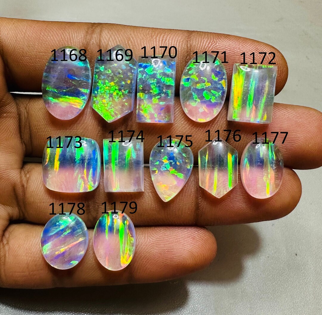 Lab-created Gilson Aurora Opal Cabochon, Welo Fire Opal Doublet - Etsy