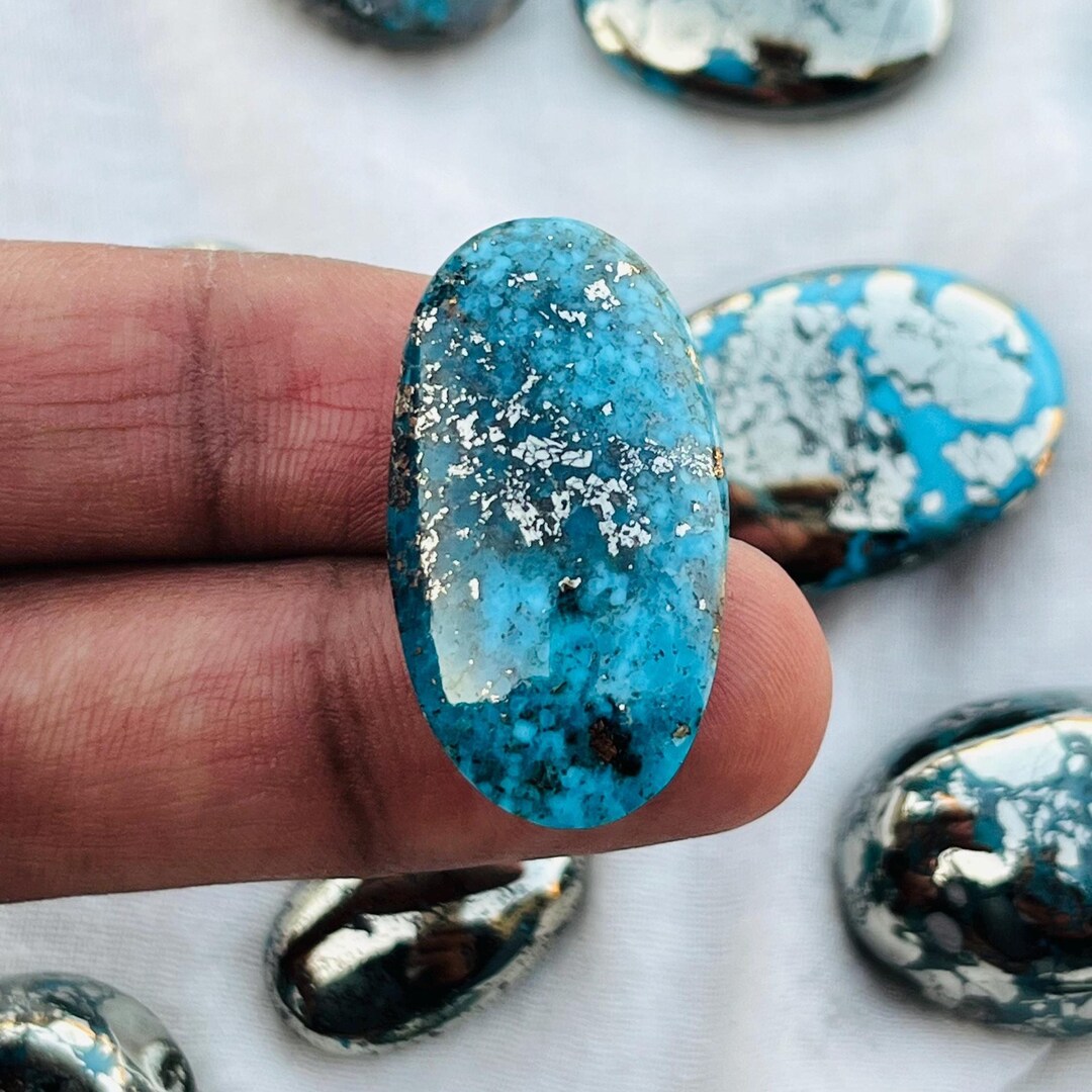 Persian Turquoise Handmade Cabochon, Size - 32X17X10 Mm, Real Feroza ...