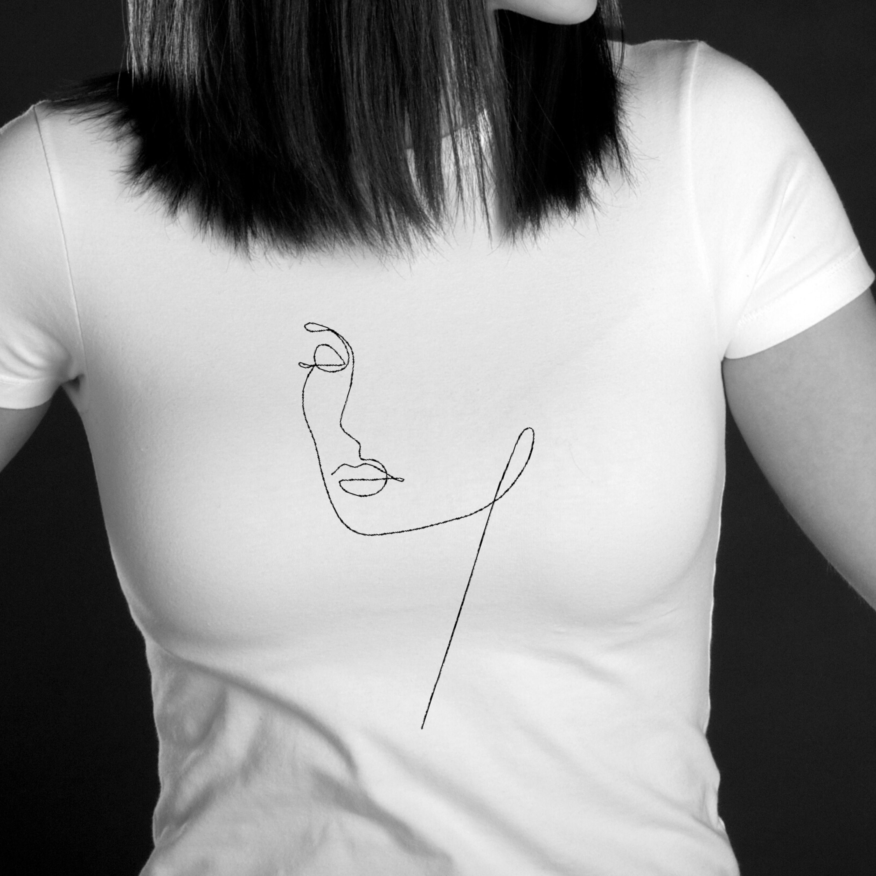 Face One Line T-shirt L Portrait One Line Print T-shirt L - Etsy UK