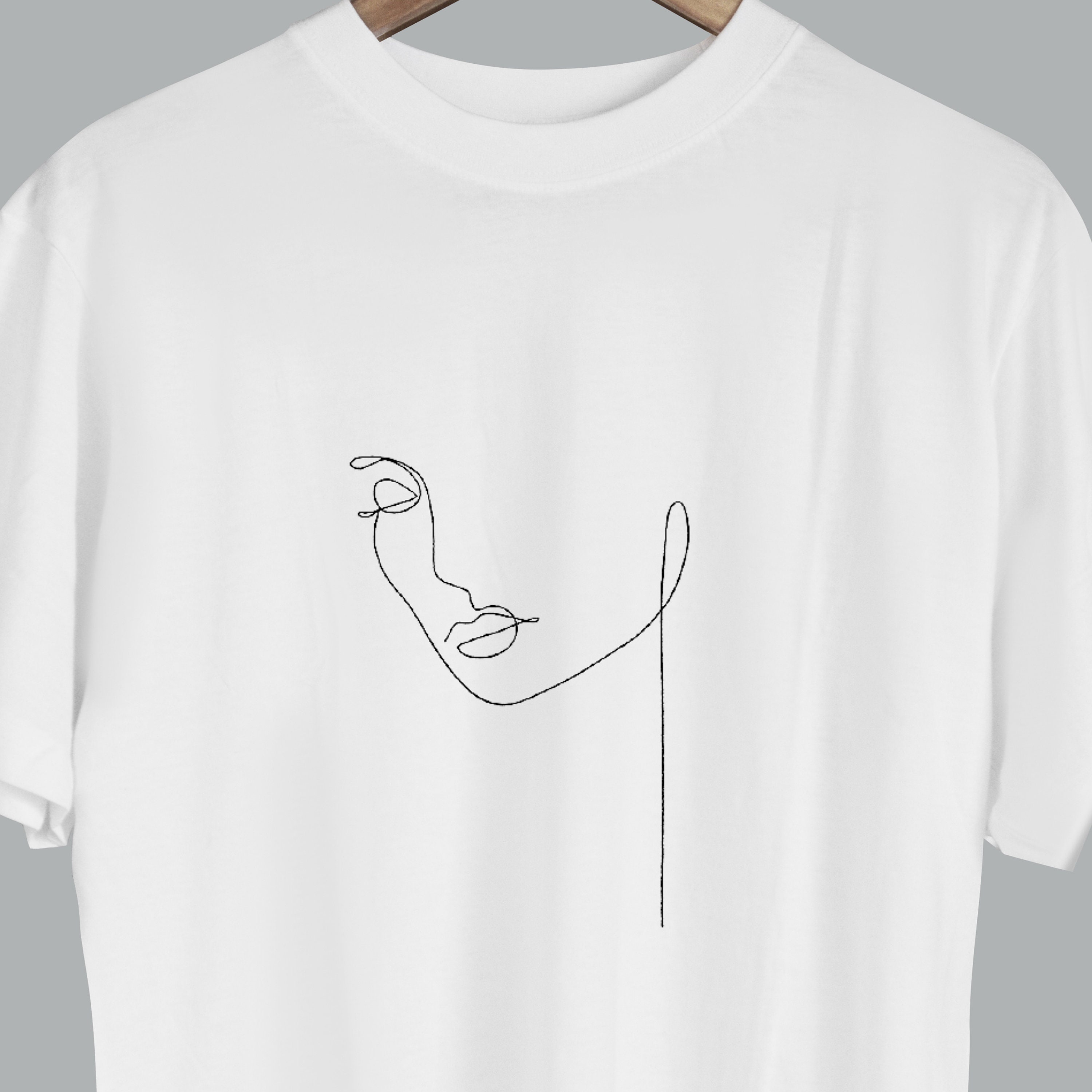 Face One Line T-shirt L Portrait One Line Print T-shirt L - Etsy UK