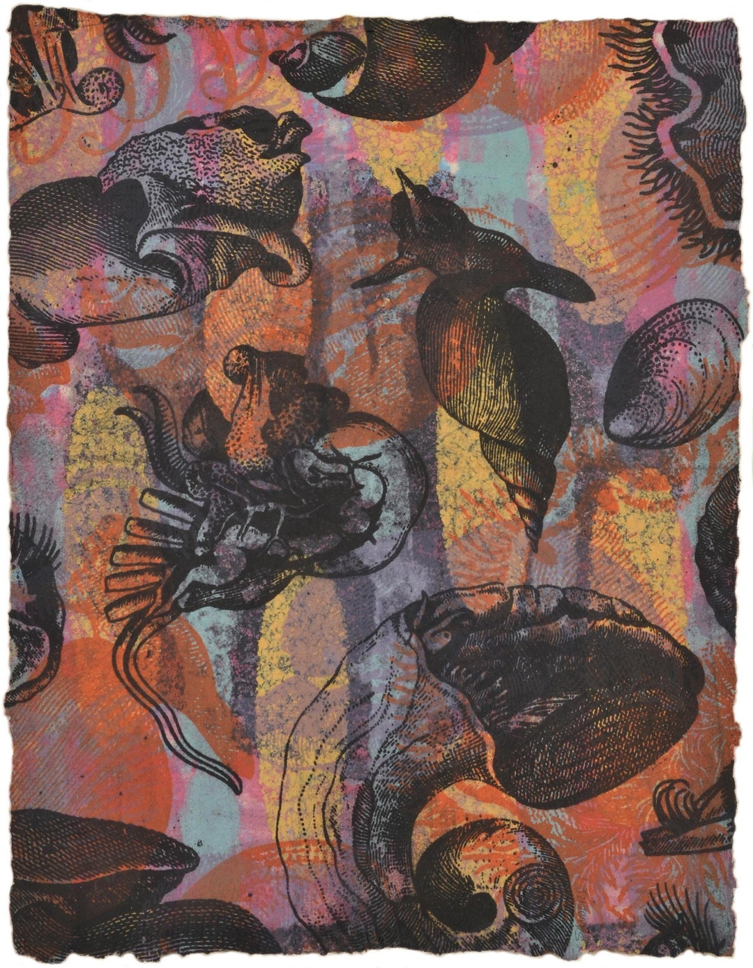 Mixed Media Print, on Handmade Paper Pulp Painting, One of a Kind - Etsy